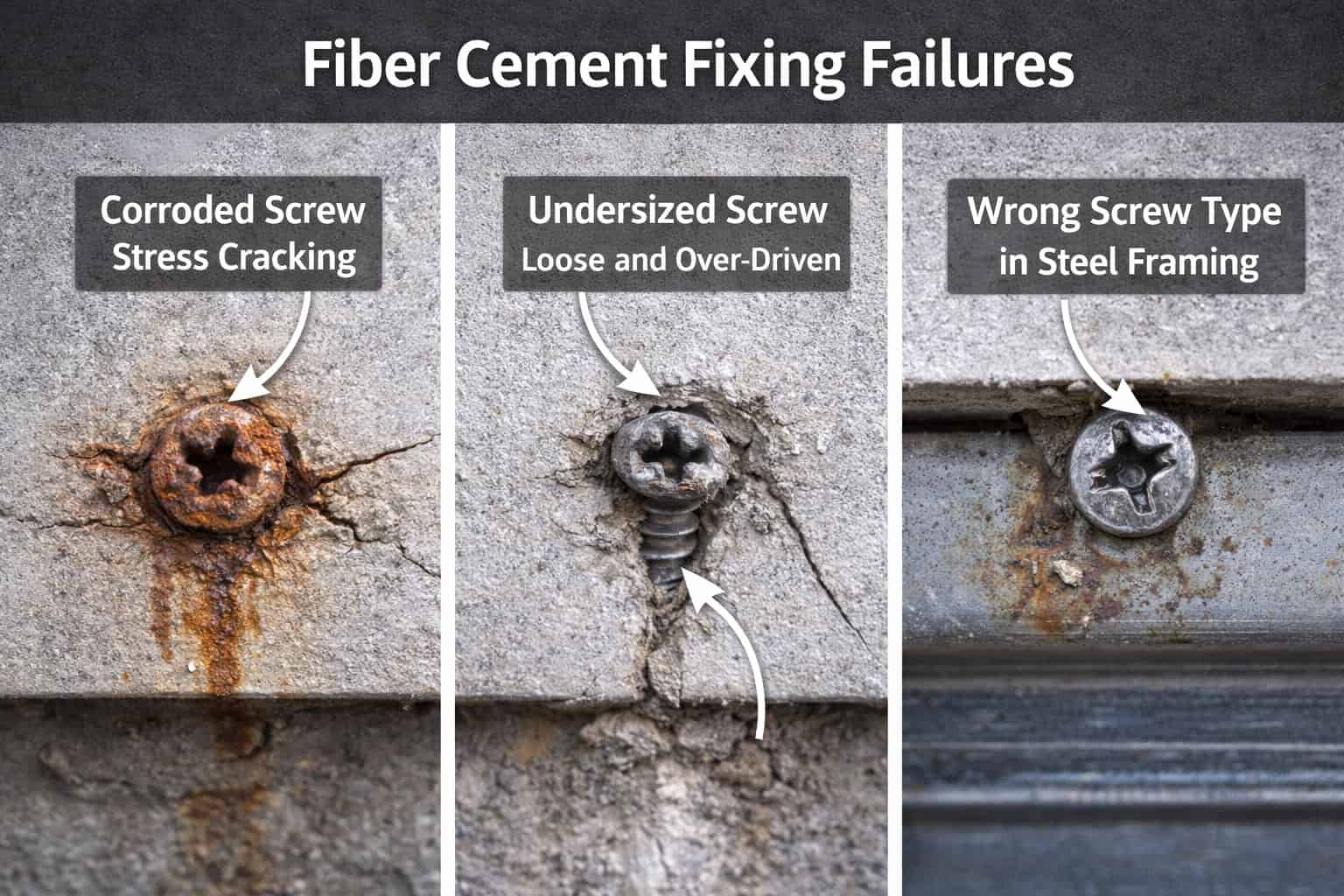 Screw Selection Errors in Fiber Cement Boards